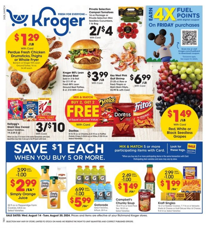 Kroger Weekly Ad Aug 14 – Aug 20, 2024 (Back to School Promotion Included)