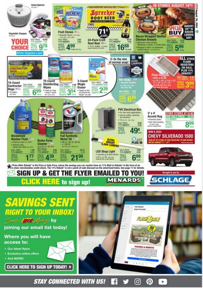 Menards Weekly Ad Aug 15 – Aug 25, 2024 (Back to School Promotion Included)
