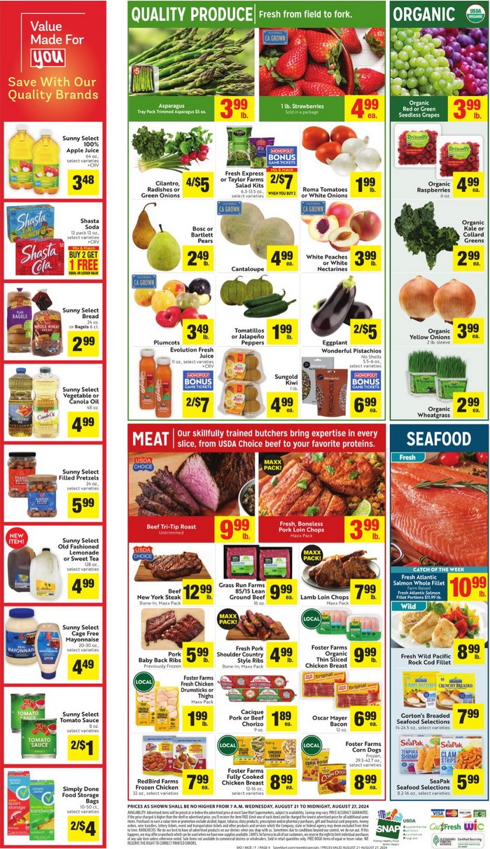 Save Mart Supermarket Weekly Ad Aug 21 – Aug 27, 2024