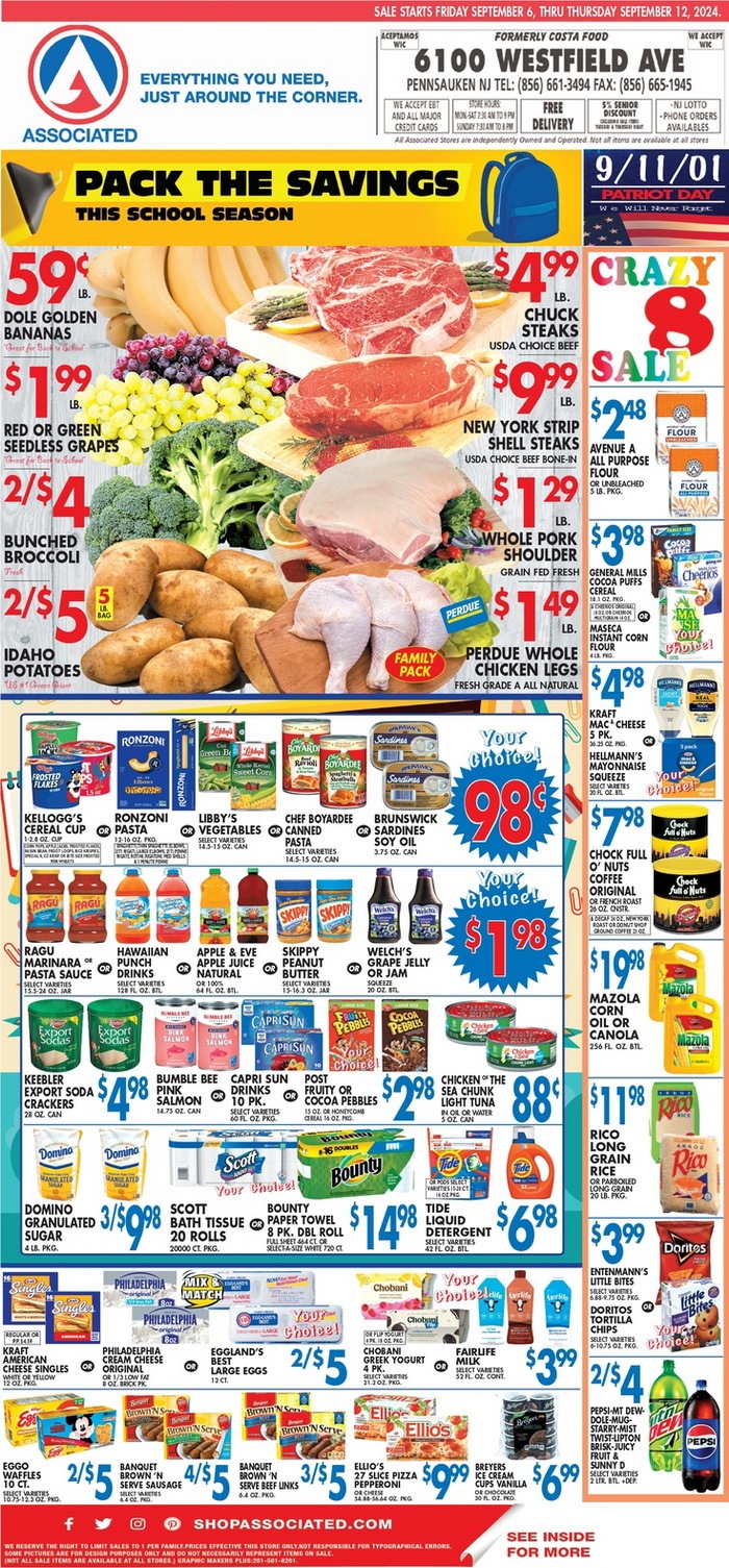Associated Supermarkets Weekly Ad Sep 06 – Sep 12, 2024 (Back to School ...