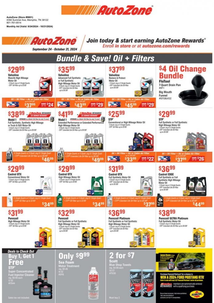 AutoZone Monthly Ad Sep 25 – Oct 21, 2024