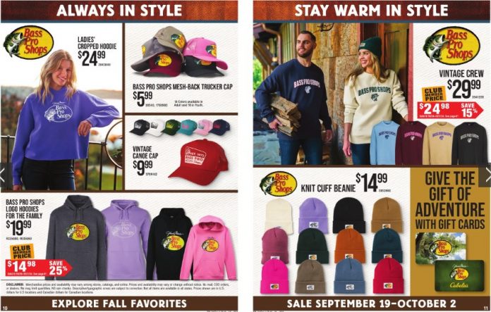 Bass Pro Shops Fall Favorites Sale Sep 19 – Oct 02, 2024