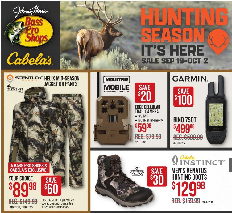 Bass Pro Shops Hunting Sale Sep 19 – Oct 02, 2024