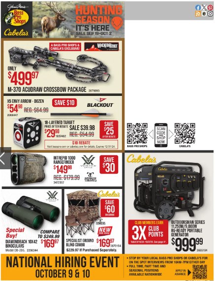 Bass Pro Shops Hunting Sale Sep 19 – Oct 02, 2024