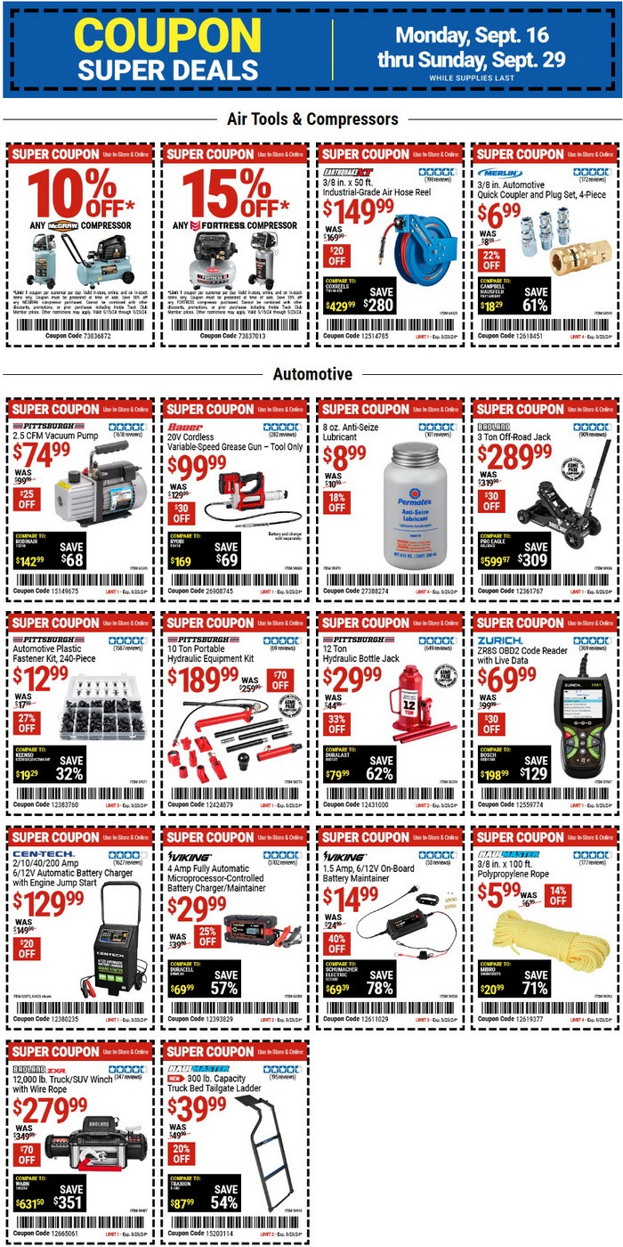 Harbor Freight Coupon Sale Sep 16 – Sep 29, 2024