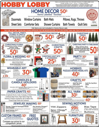 Hobby Lobby Weekly Ad Sep 29 – Oct 05, 2024