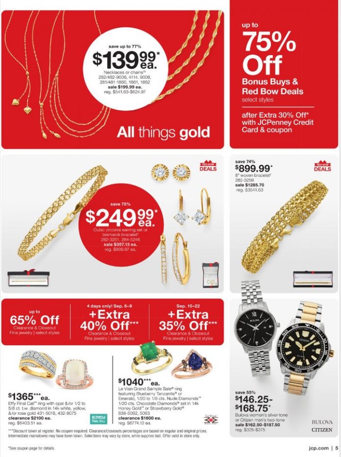 JCPenney Billion Dollar Jewelry Sale Sep 06 – Sep 22, 2024