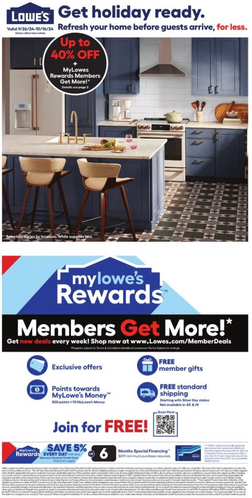 Lowe's In Store Promotion Ad Sep 26 – Oct 16, 2024