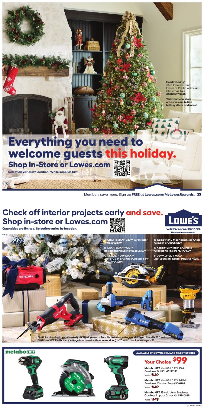 Lowe's In Store Promotion Ad Sep 26 – Oct 16, 2024