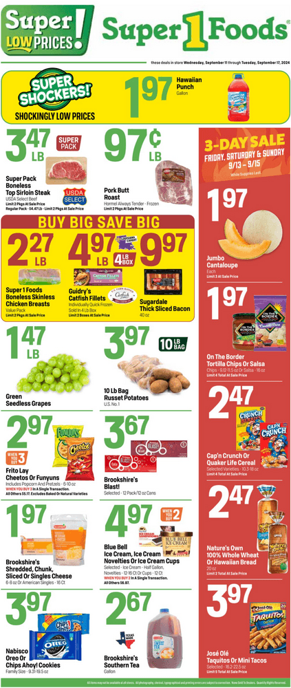 Super 1 Foods Weekly Ad Sep 11 – Sep 17, 2024