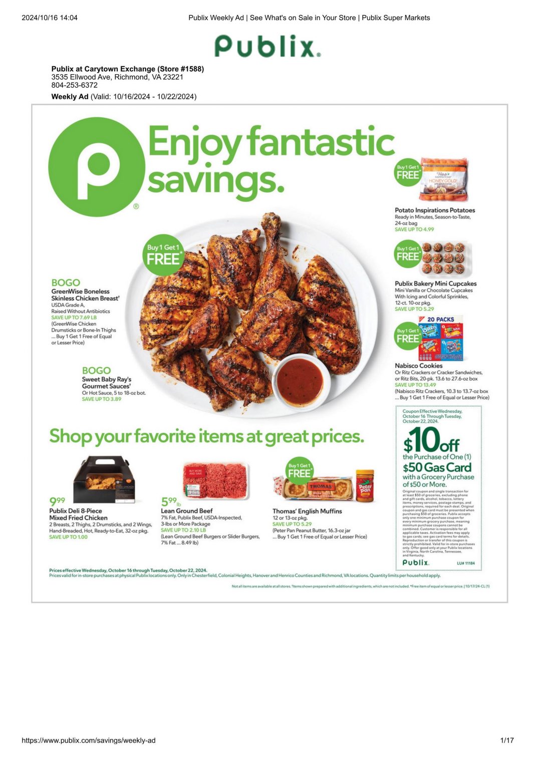 Publix Weekly Ad Oct 16 – Oct 22, 2024