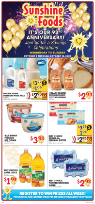 Sunshine Foods Weekly Ad Oct 09 – Oct 15, 2024