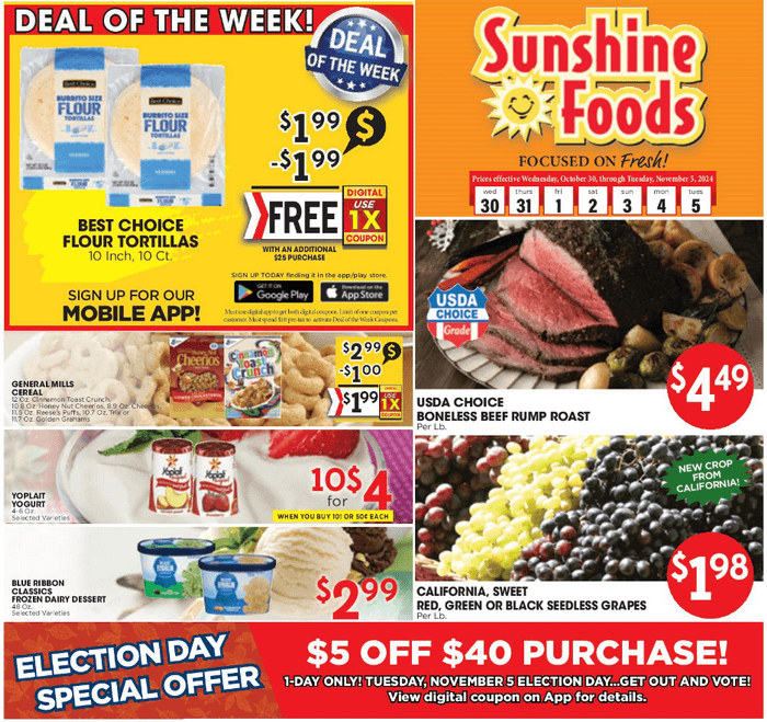 Sunshine Foods Weekly Ad Oct 30 – Nov 05, 2024