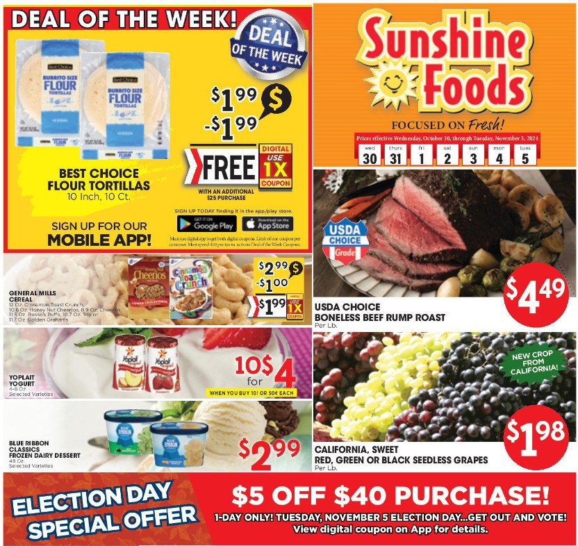 Sunshine Foods Weekly Ad Oct 30 – Nov 05, 2024