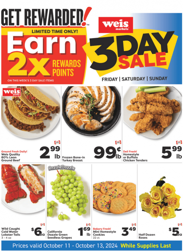 Weis Markets Three-Day Weekend Ad Oct 11 – Oct 13, 2024