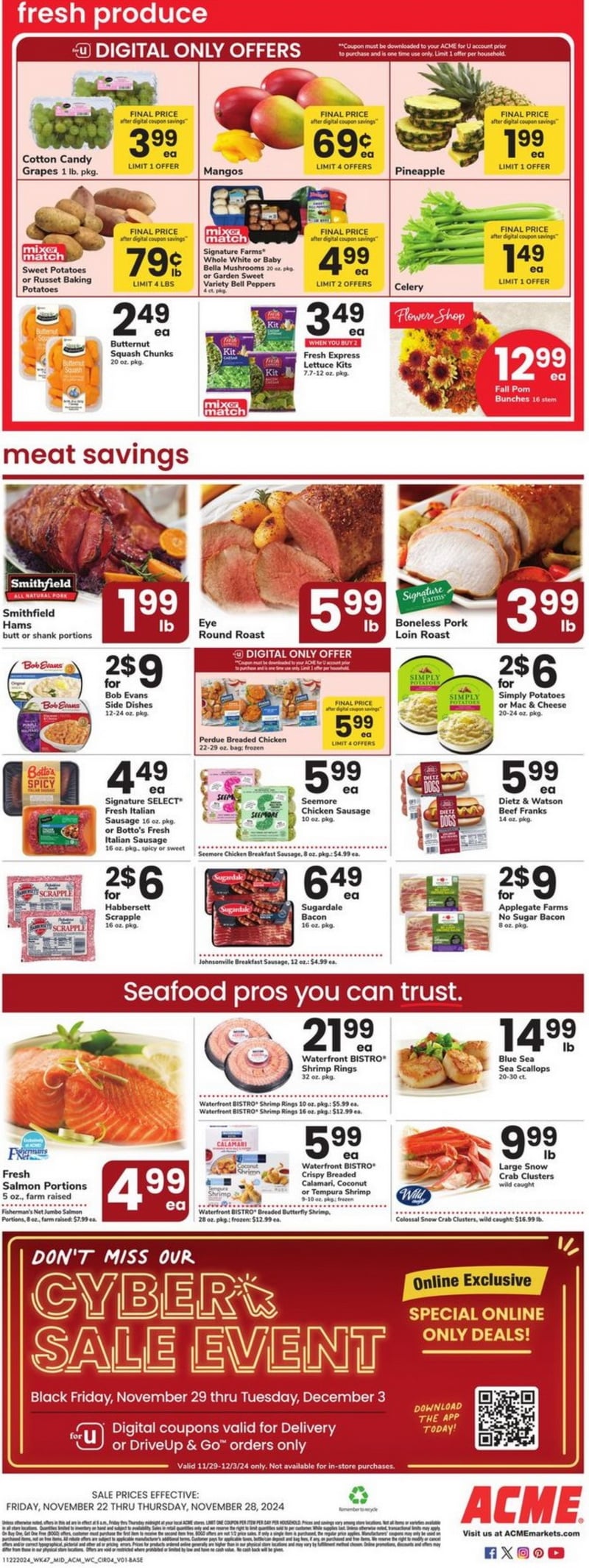 ACME Weekly Ad Nov 22 – Nov 28, 2024 (Thanksgiving Day Promotion Included)