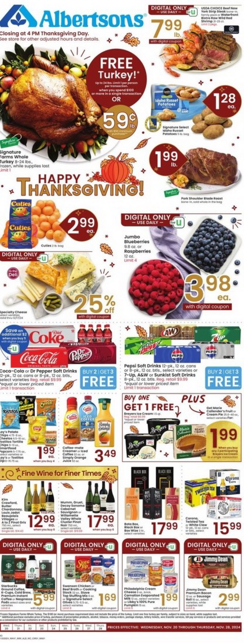 Albertsons Weekly Ad Nov 20 – Nov 28, 2024 (Thanksgiving Day Promotion ...
