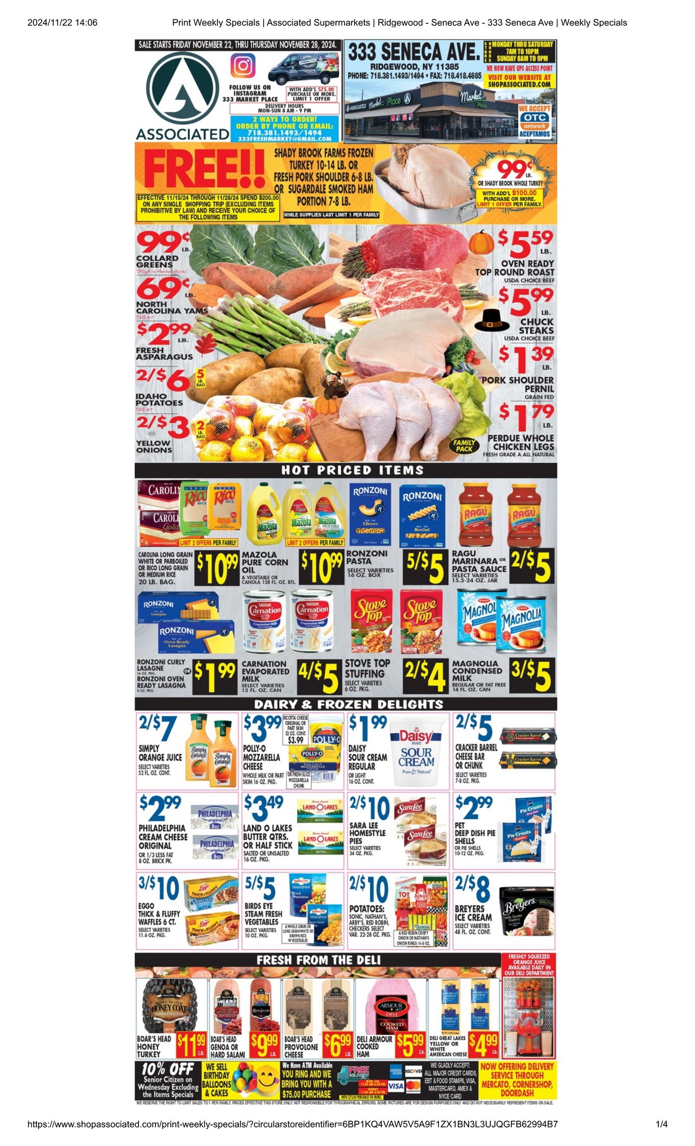 Associated Supermarkets Weekly Ad Nov 22 – Nov 28, 2024