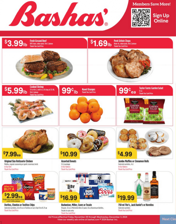 Bashas Weekly Ad Nov 29 – Dec 03, 2024
