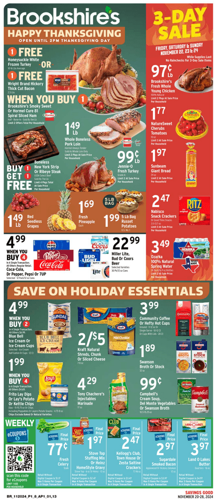 Brookshire's Weekly Ad Nov 20 – Nov 28, 2024 (Thanksgiving Promotion Inlcuded)