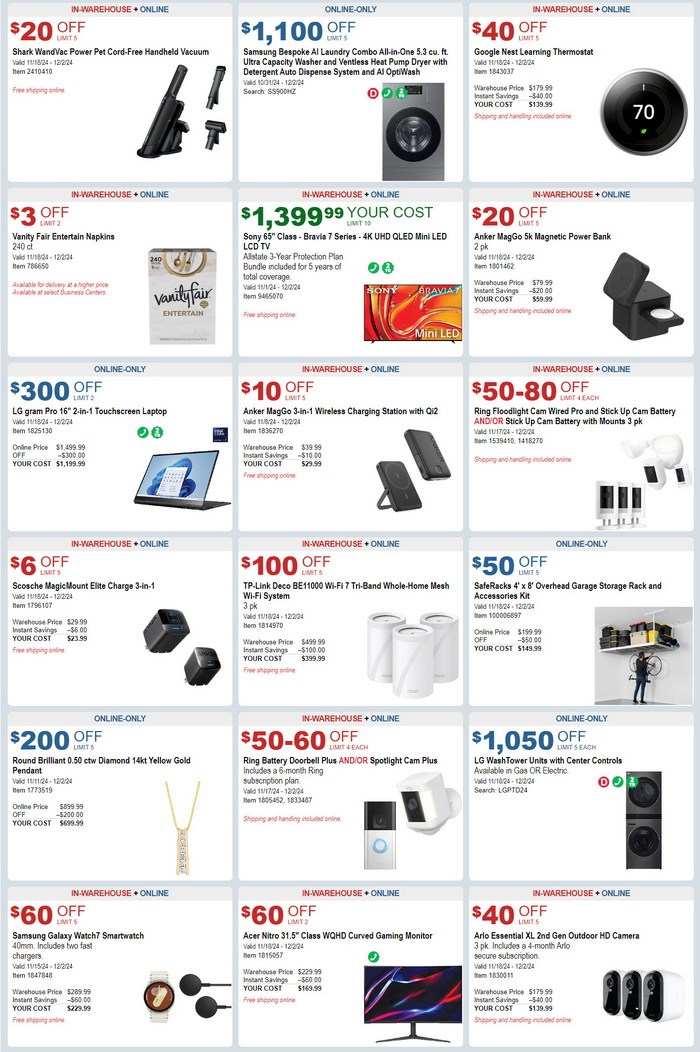 Costco Holiday Savings Event Nov 01 – Dec 02, 2024