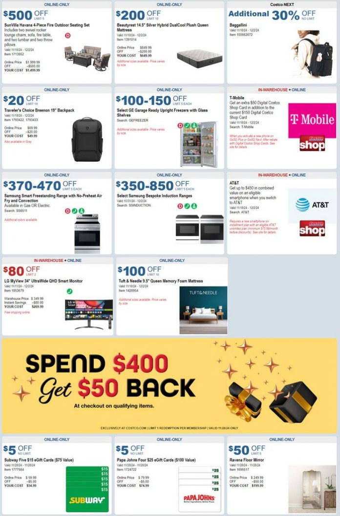 Costco Holiday Savings Event Nov 01 – Dec 02, 2024