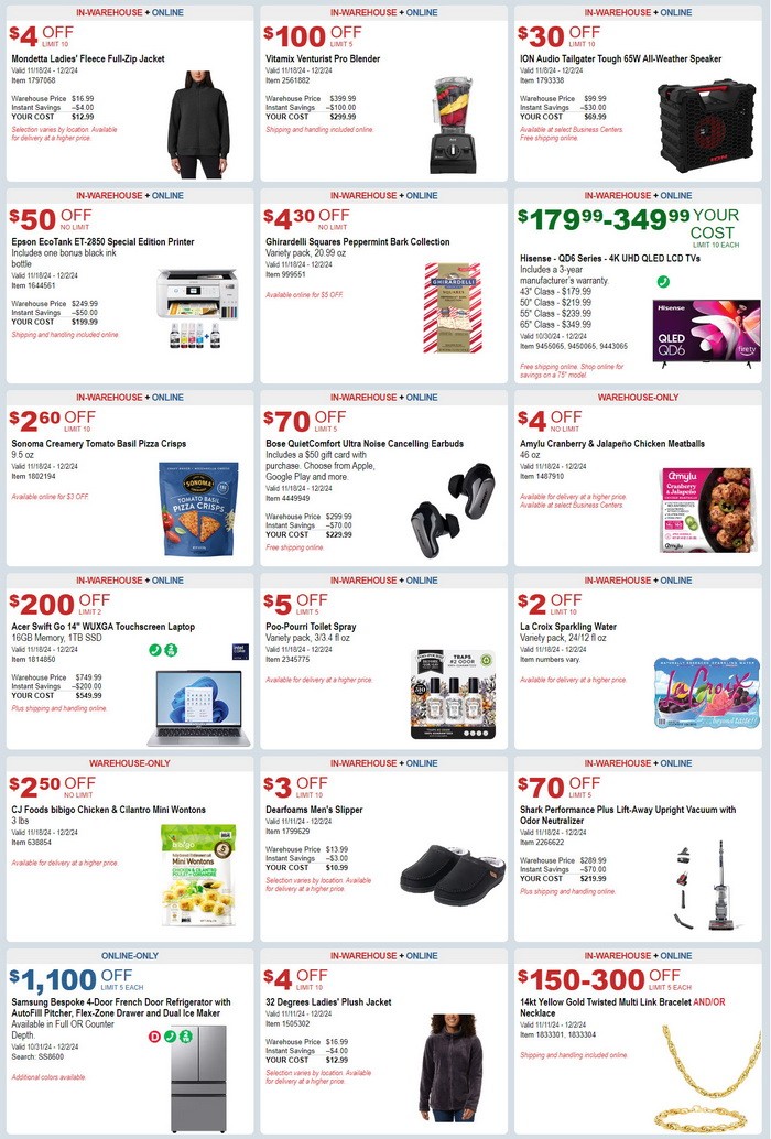 Costco Holiday Savings Event Nov 01 – Dec 02, 2024