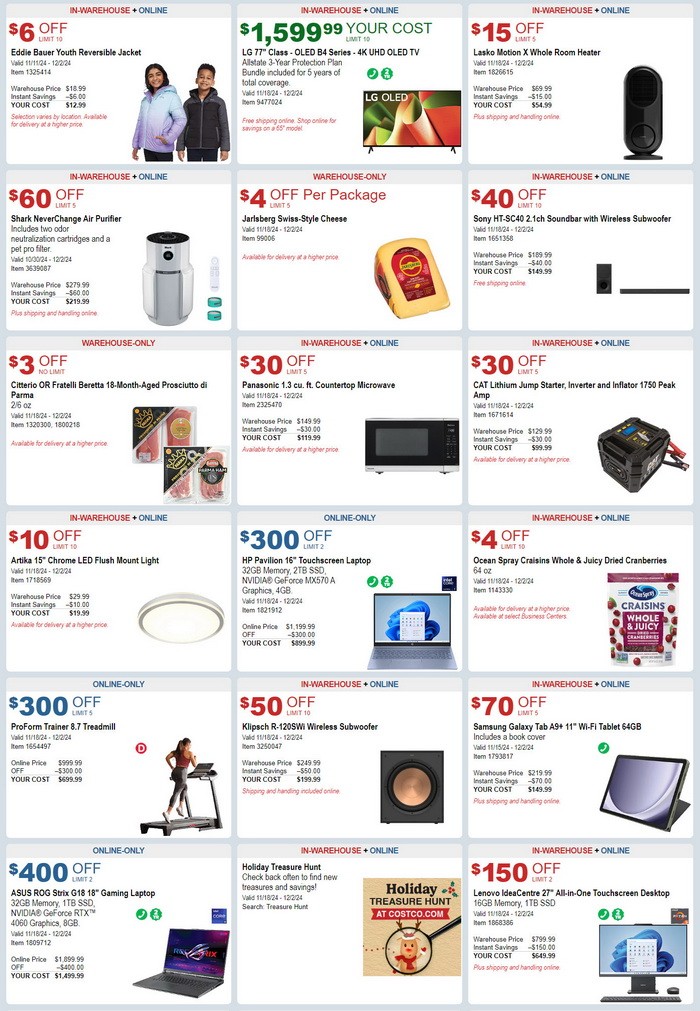 Costco Holiday Savings Event Nov 01 – Dec 02, 2024