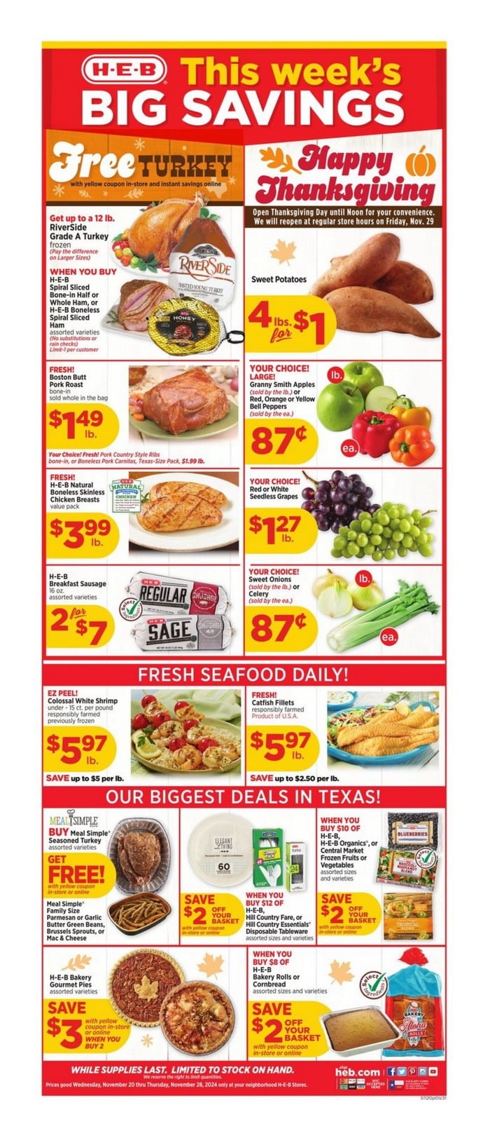 HEB Weekly Ad Nov 20 – Nov 28, 2024 (Thanksgiving Promotion Included)