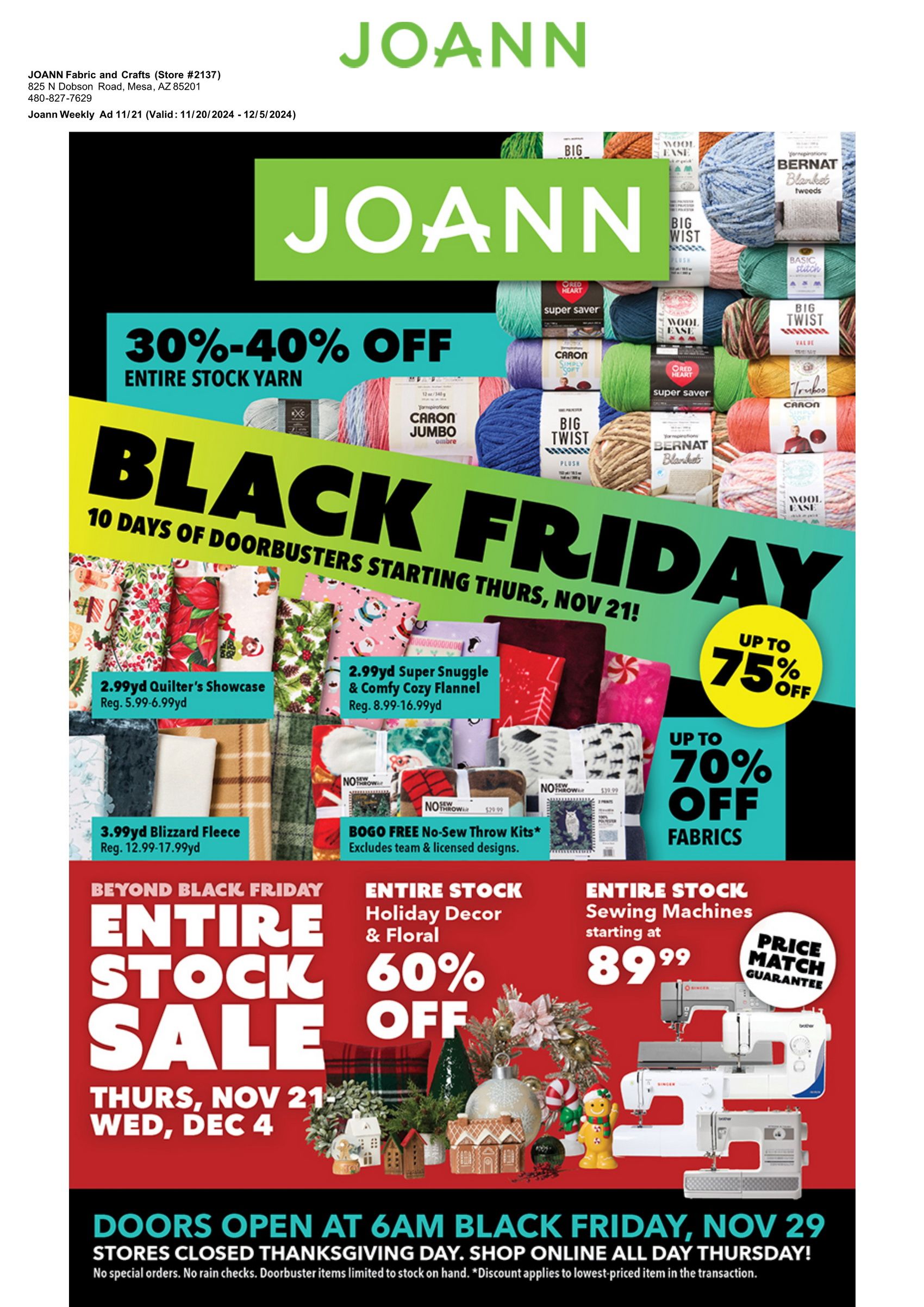 Jo-Ann Weekly Ad Nov 21 – Dec 05, 2024 (Black Friday Promotion Included)