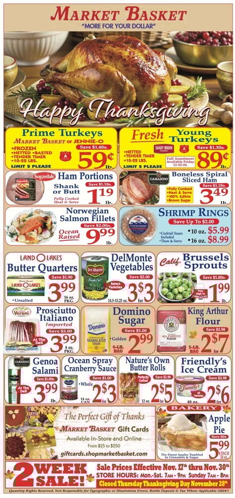 Market Basket Weekly Ad Nov 17 – Nov 30, 2024 (Thanksgiving Day ...