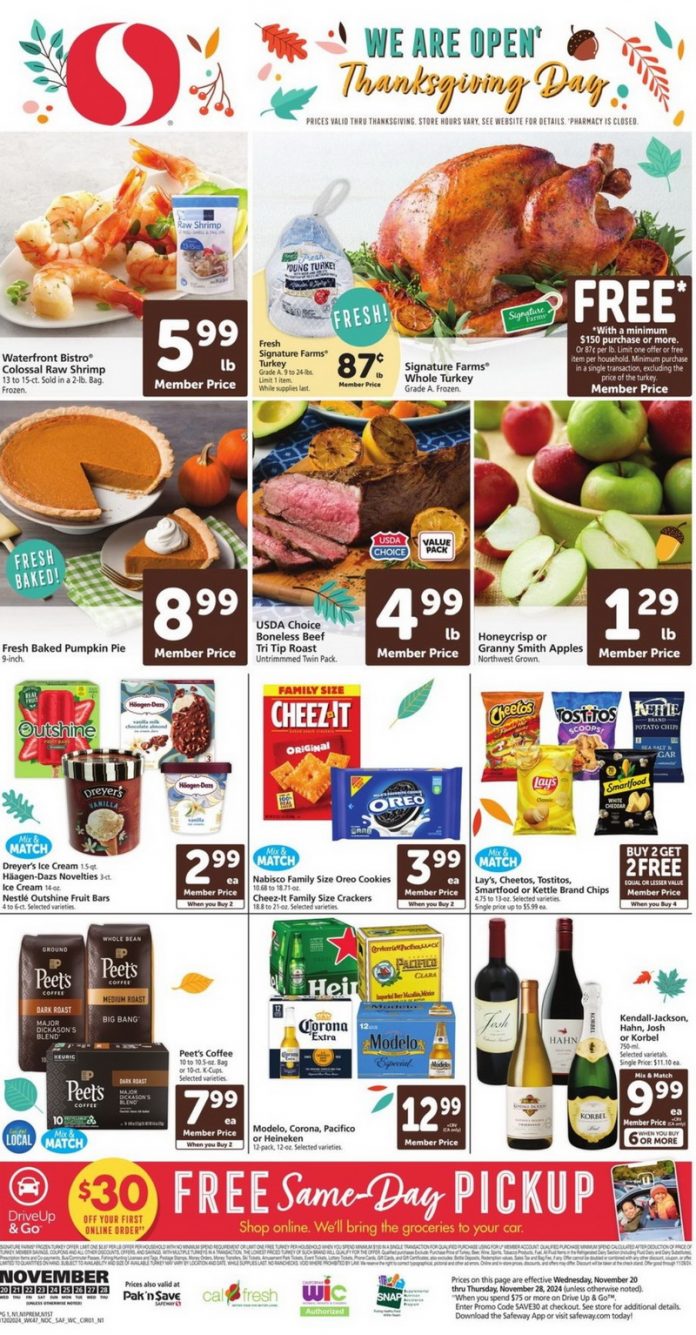 Safeway Weekly Ad Nov 20 – Nov 28, 2024 (Thanksgiving Day Promotion ...