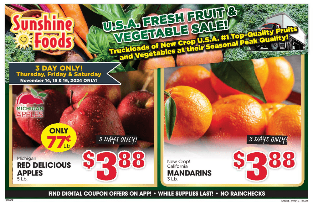 Sunshine Foods Weekly Ad Nov 13 – Nov 19, 2024