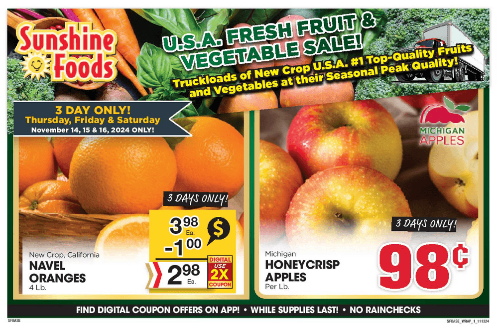 Sunshine Foods Weekly Ad Nov 13 – Nov 19, 2024