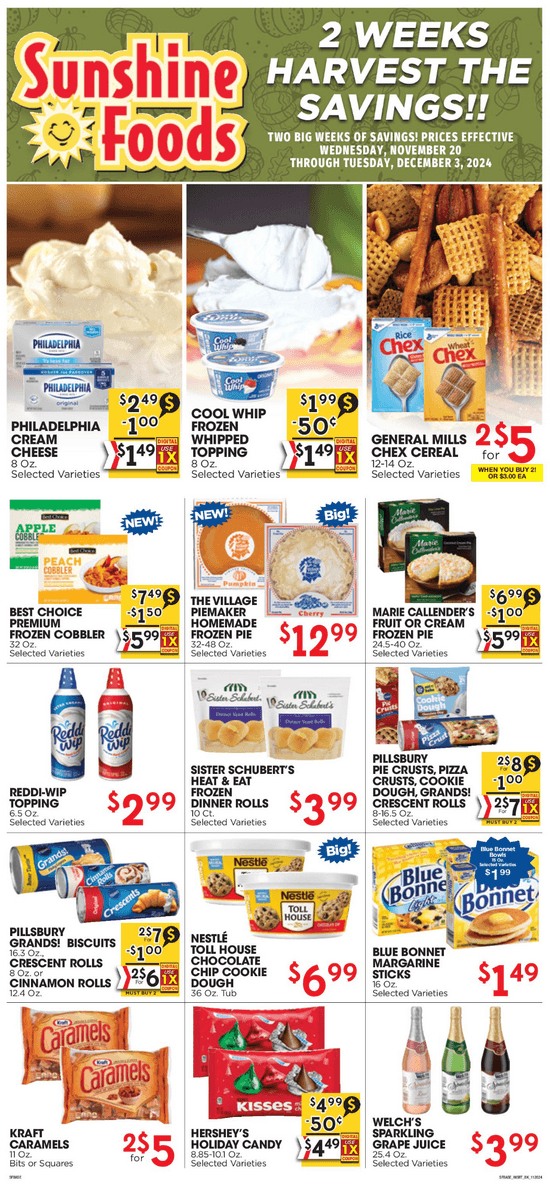 Sunshine Foods Weekly Ad Nov 20 – Dec 03, 2024 (Thanksgiving Day Promotion Included)
