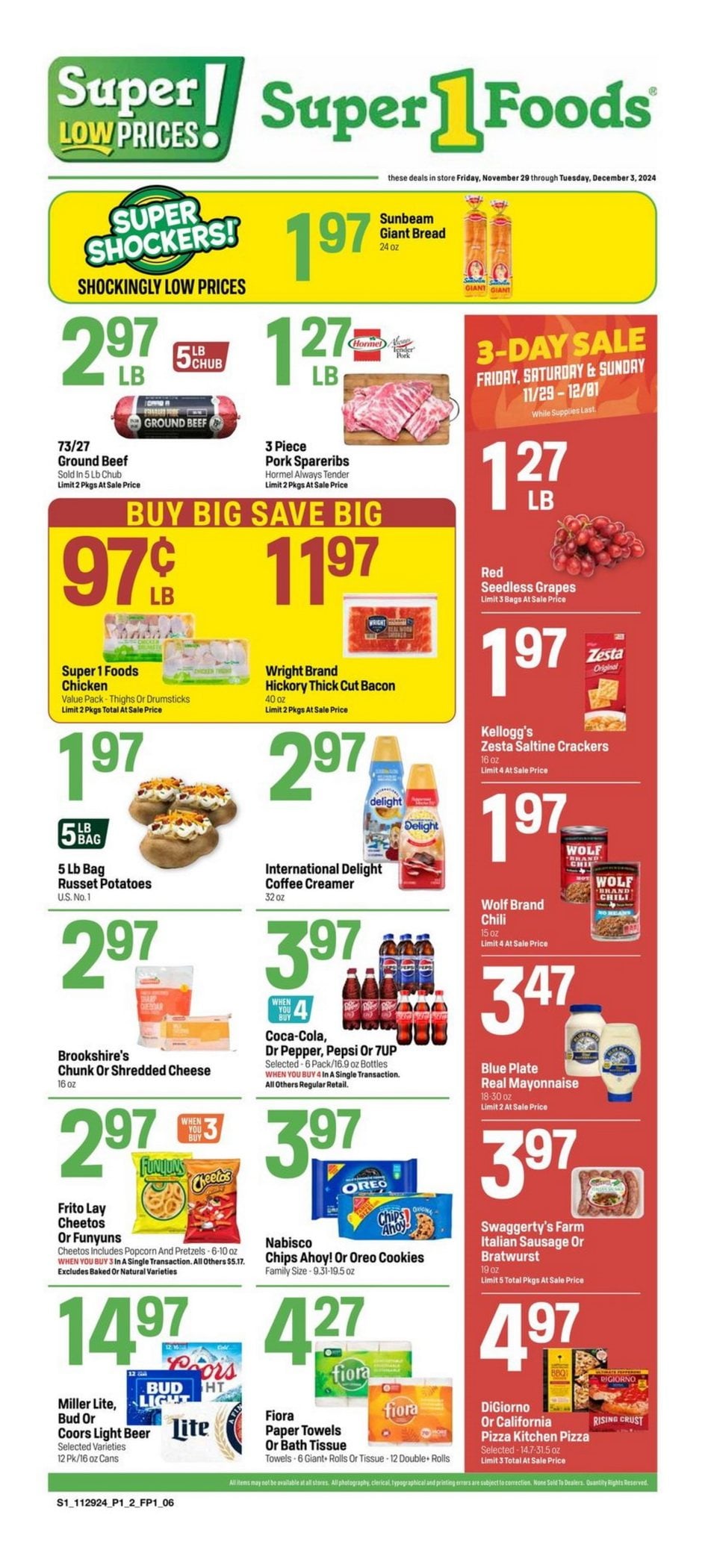 Super 1 Foods Weekly Ad Nov 29 – Dec 03, 2024