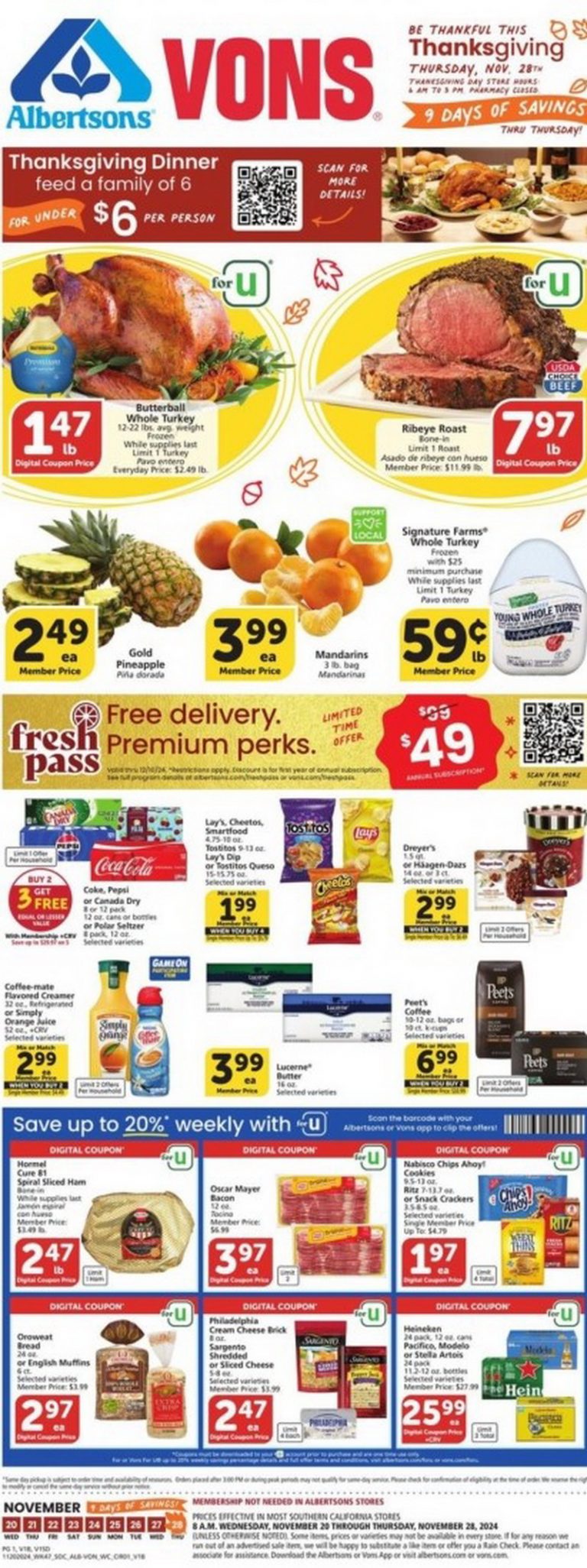 Vons Weekly Ad Nov 20 – Oct 28, 2024 (Thanksgiving Day Promotion Included)