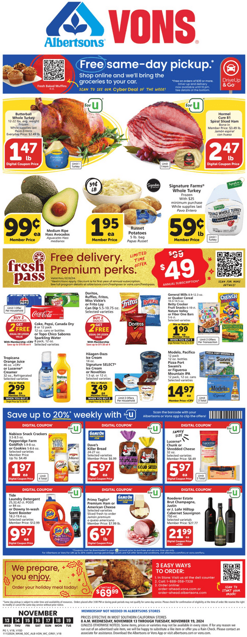 Vons Weekly Ad Nov 13 – Oct 19, 2024