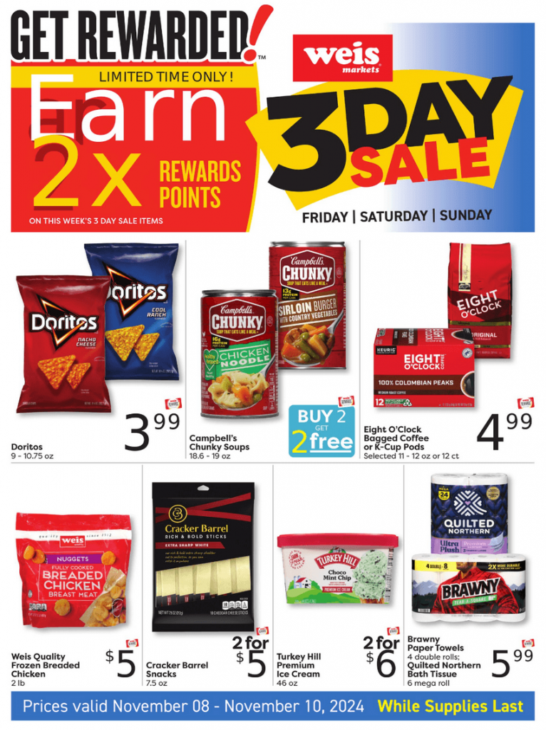 Weis Markets Three-Day Sale Nov 08 – Nov 10 2024