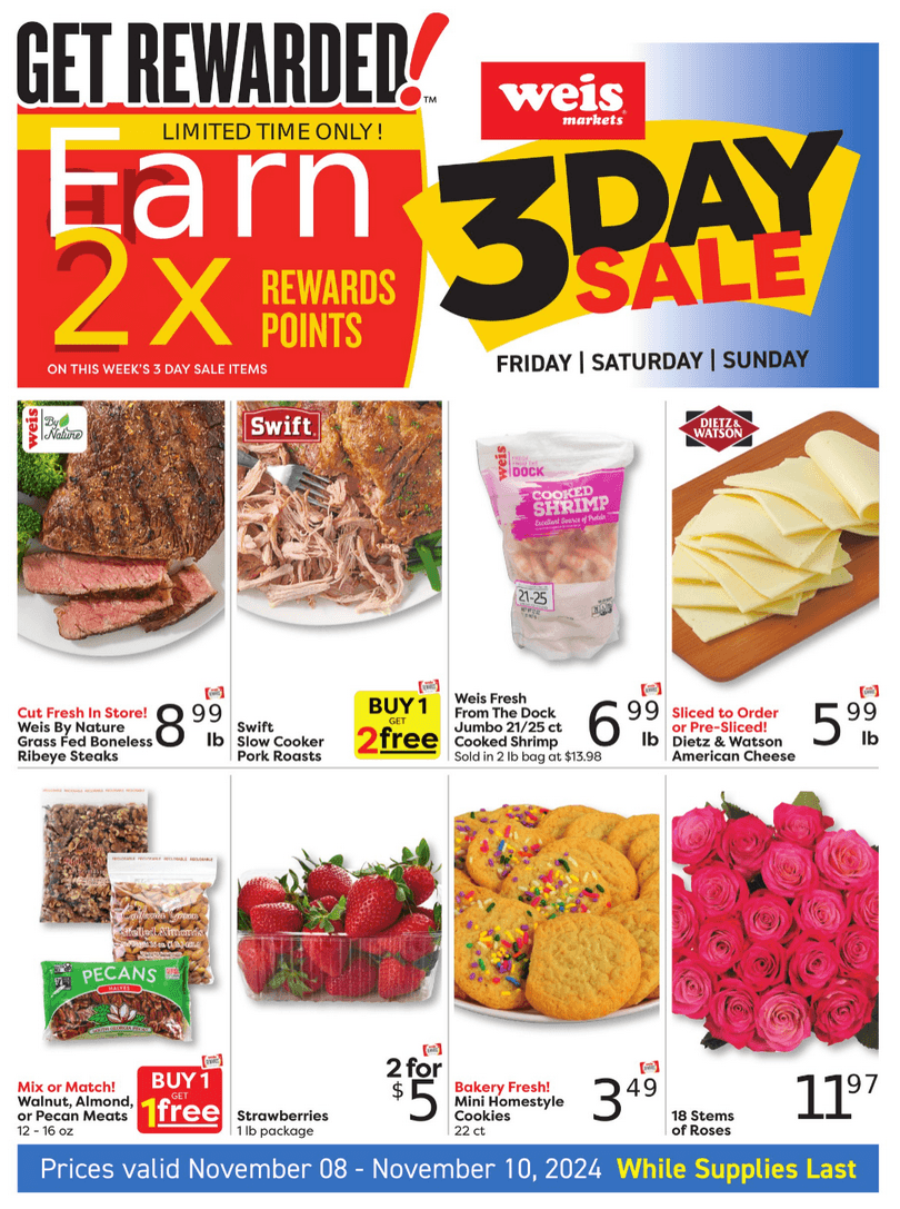 Weis Markets Three-Day Sale Nov 08 – Nov 10 2024