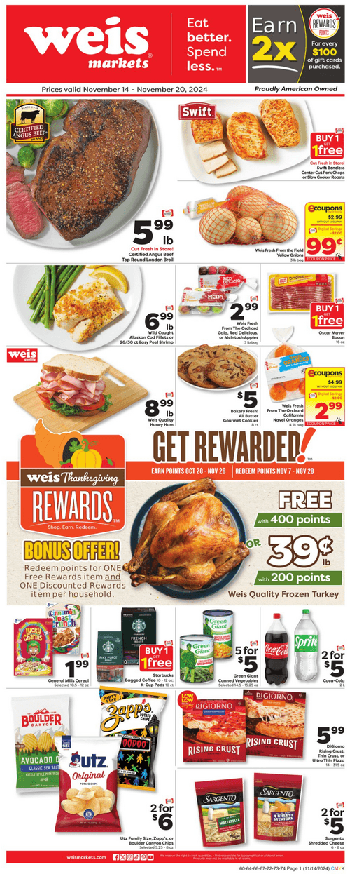 Weis Markets Weekly Ad Nov 14 – Nov 20, 2024 (Thanksgiving Day ...