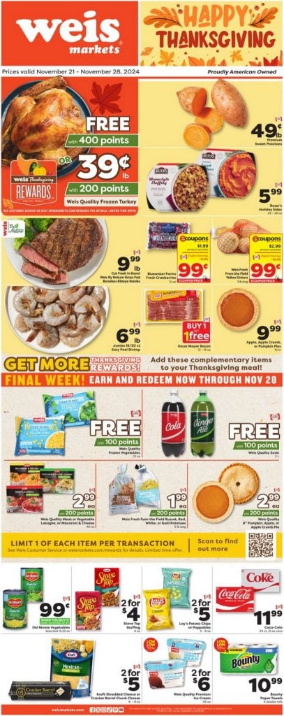 Weis Markets Weekly Ad Nov 21 – Nov 28, 2024