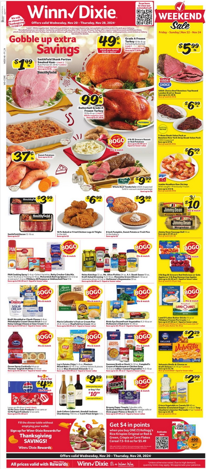 Winn-Dixie Weekly Ad Nov 20 – Nov 28, 2024 (Thanksgiving Promotion Included)