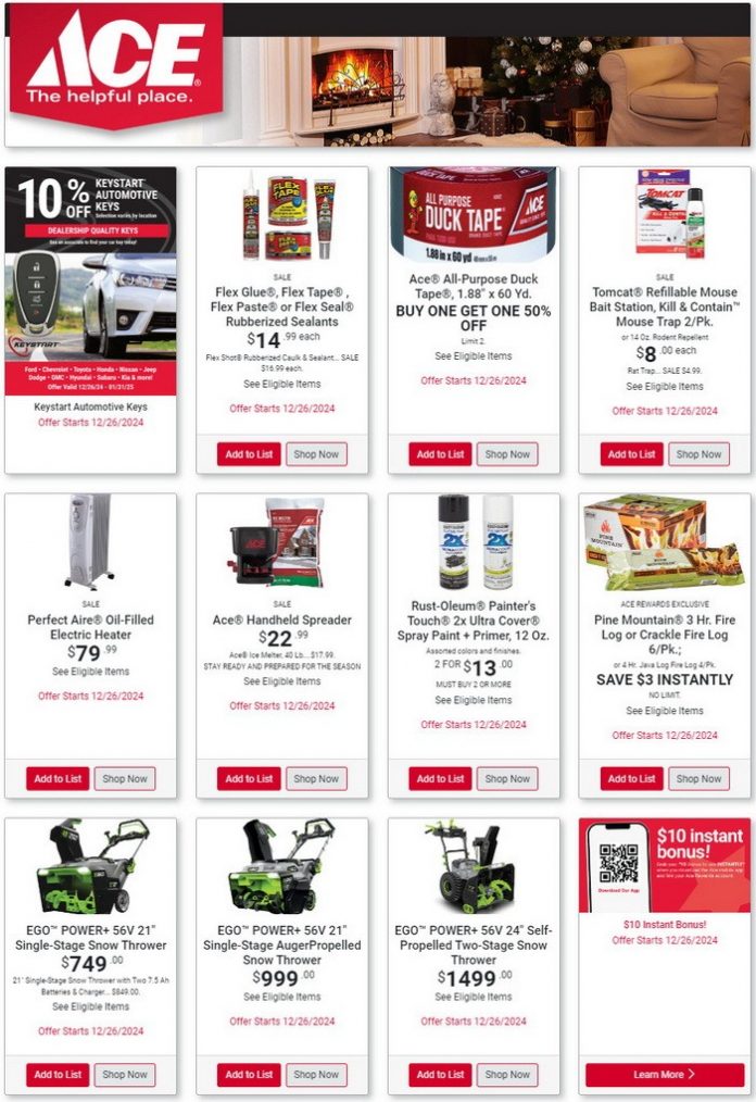 ACE Hardware Monthly Ad Dec 26, 2024 – Jan 31, 2025