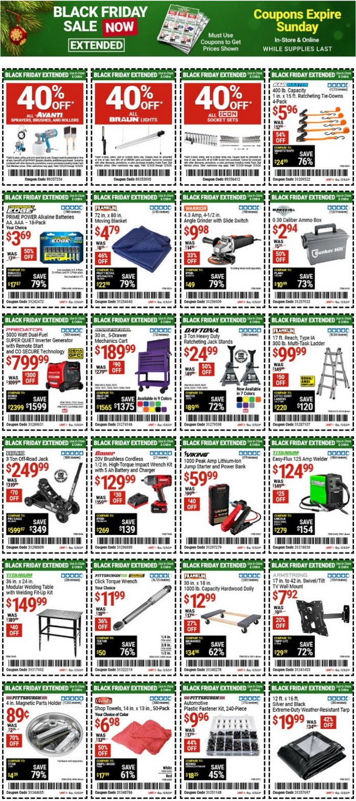 Harbor Freight Black Friday Extended Coupon Sale Dec 03 – Dec 08, 2024