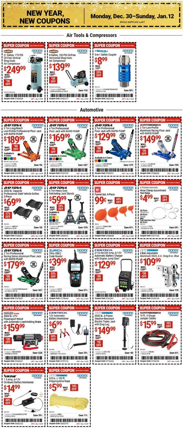 Harbor Freight New Year Coupon Sale Dec 30, 2024 – Jan 12, 2025
