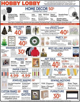 Hobby Lobby Weekly Ad Dec 29, 2024 – Jan 04, 2025