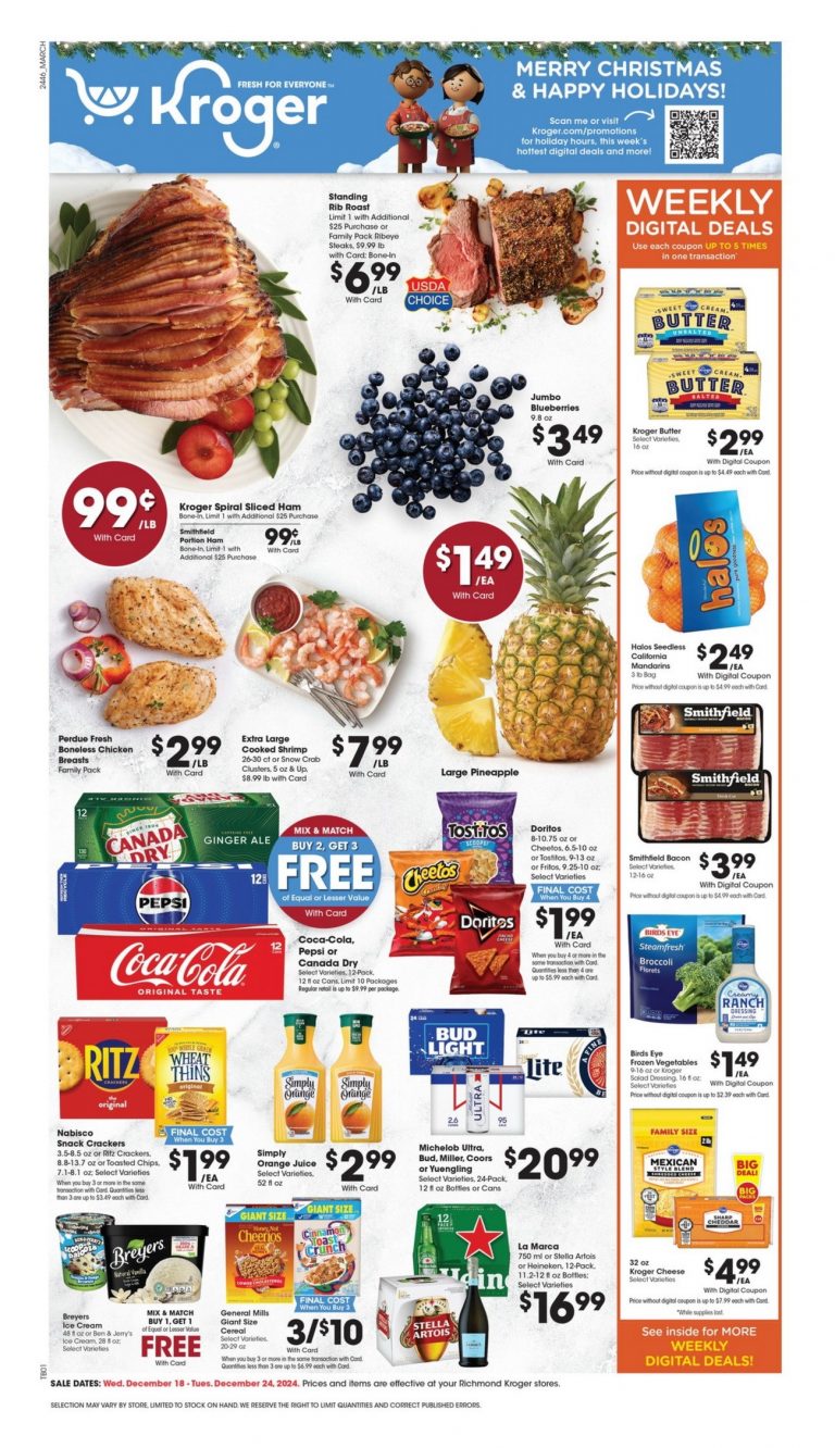 Kroger Weekly Ad Dec 18 – Dec 24, 2024 (Christmas Promotion Included)