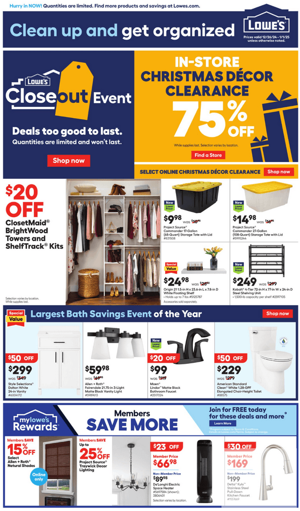 Lowe's In Store Promotion Ad Dec 26, 2024 – Jan 01, 2025