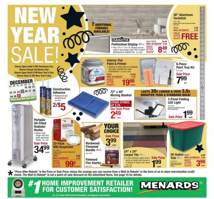 Menards New Year Sale Dec 19 – Dec 31, 2024